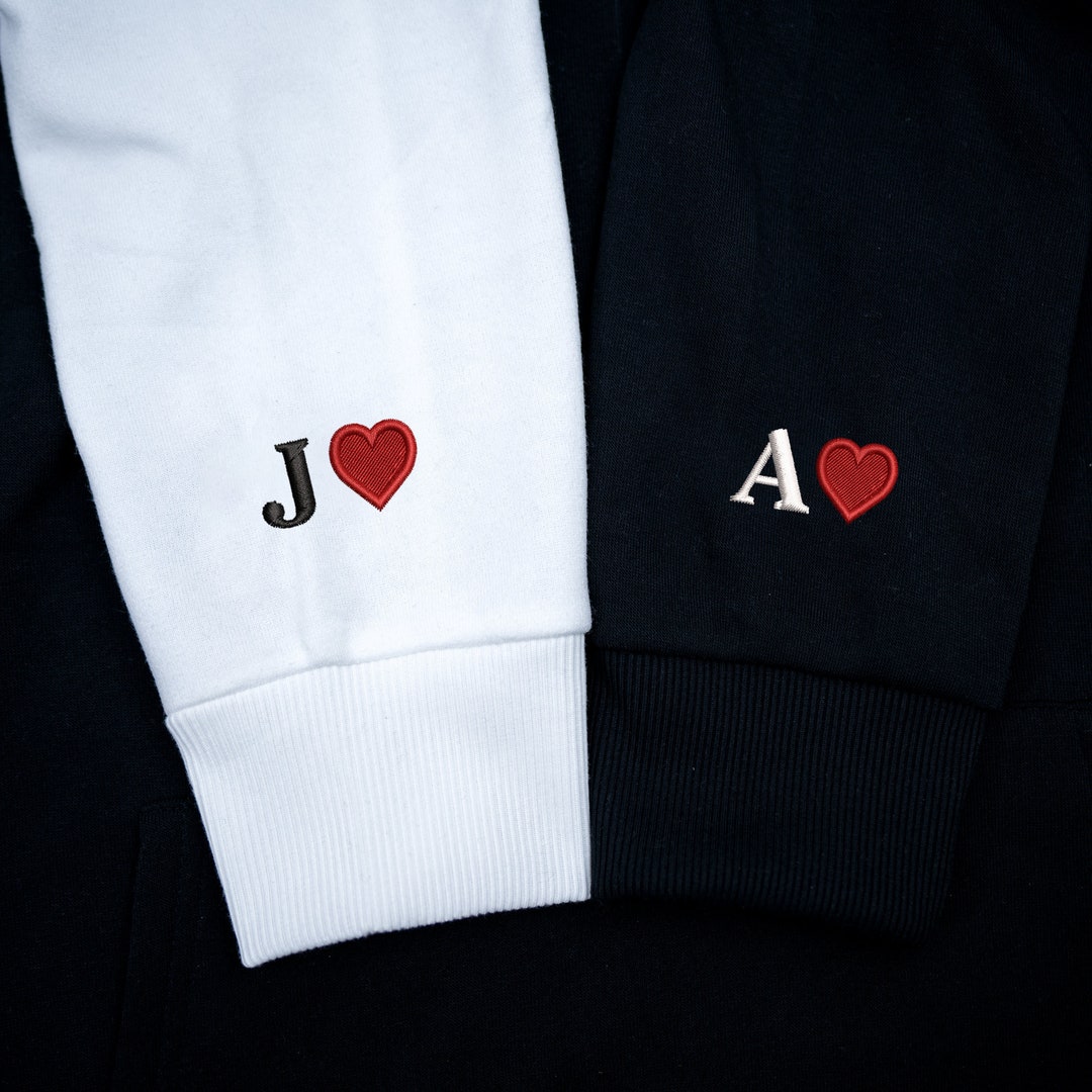 Custom Embroidered Initial and Heart Sweatshirt, Valentines Couple ...