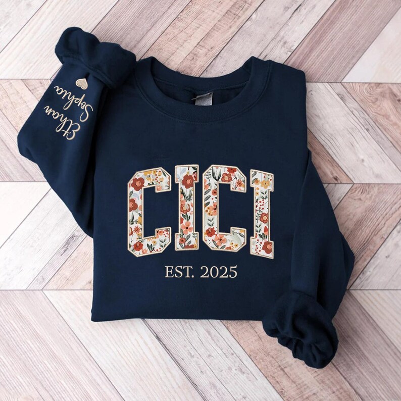 Custom Embroidered Cici Sweatshirt, Cici Floral Applique Sweatshirt ...