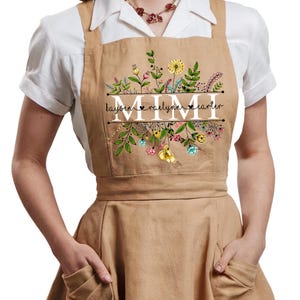 Custom Grandma Linen Apron for Women, Nana Wildflower Apron, Mom ...