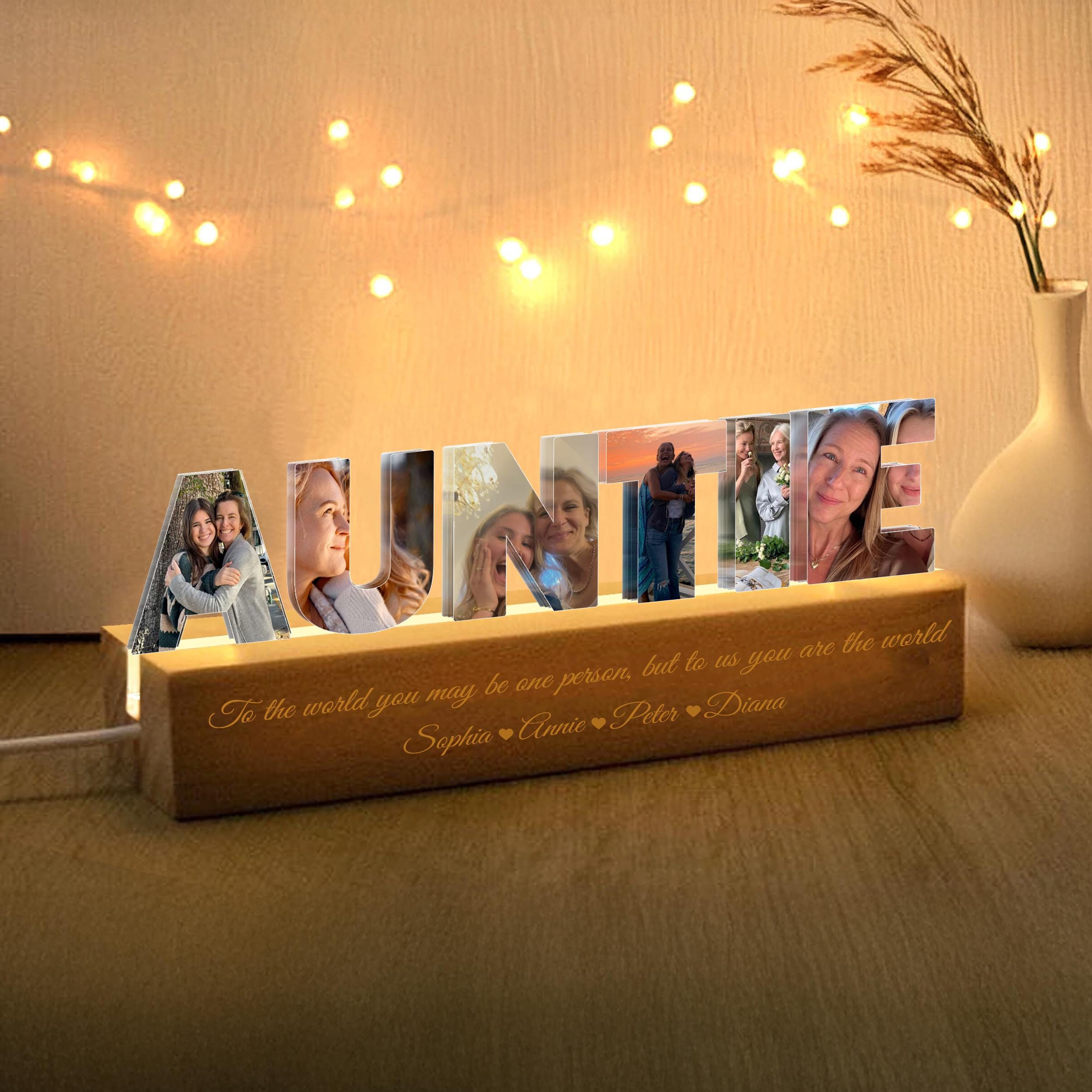 Personalized Auntie Photo Night Light, Aunt Photo Collage Night Light ...