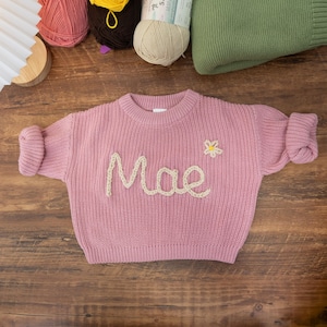 Custom Name Baby Sweater,personalized Hand Embroidered Baby Sweater ...