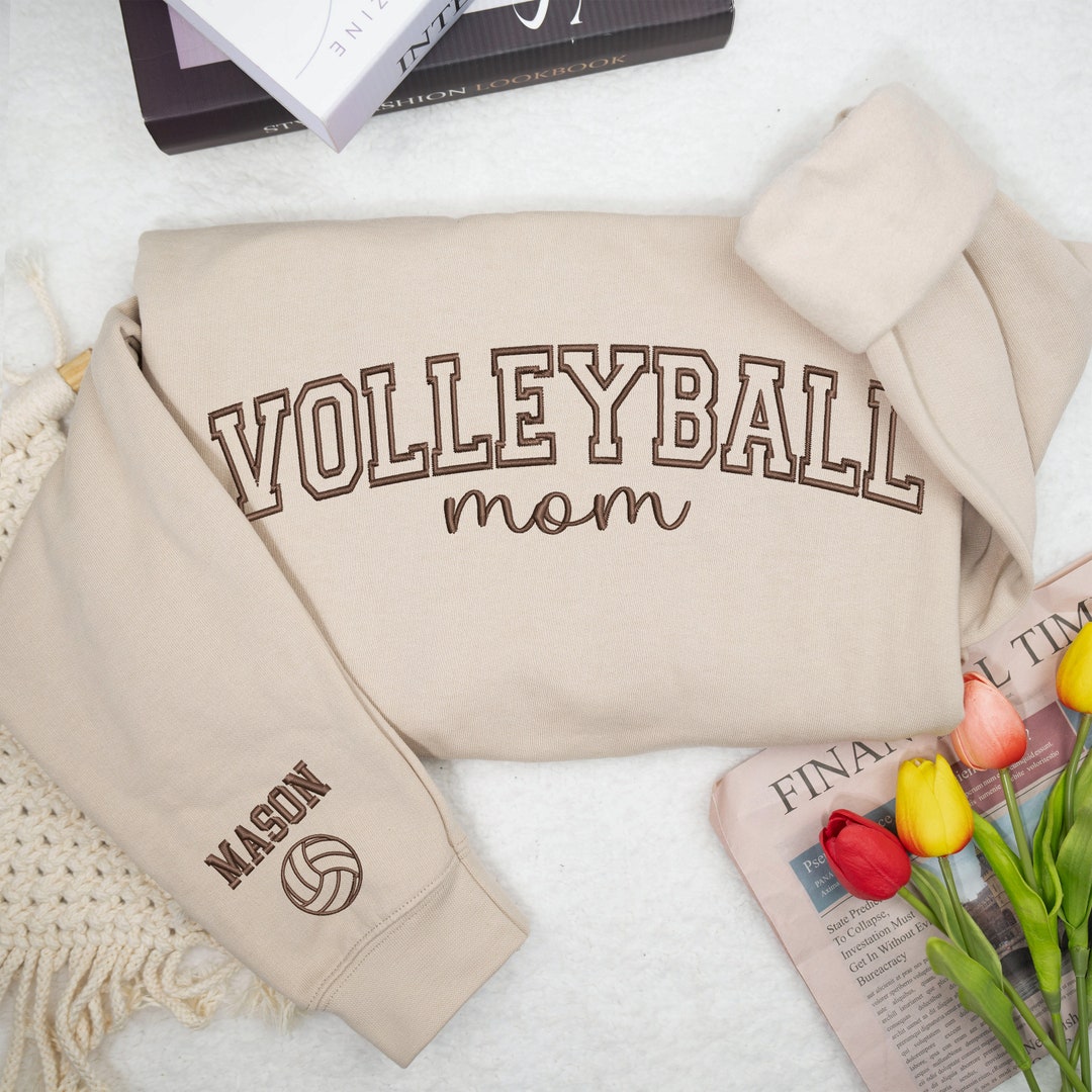 Custom Volleyball Mom Embroidered Sweatshirt, Volleyball Sweatshirt ...