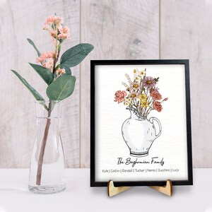Custom Birth Flower Wooden Plaque With Stand,gifts for Mom, Grandma ...