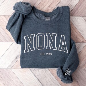 Custom Embroidered Nona Sweatshirt With Grandkids Names on Sleeve, Est ...