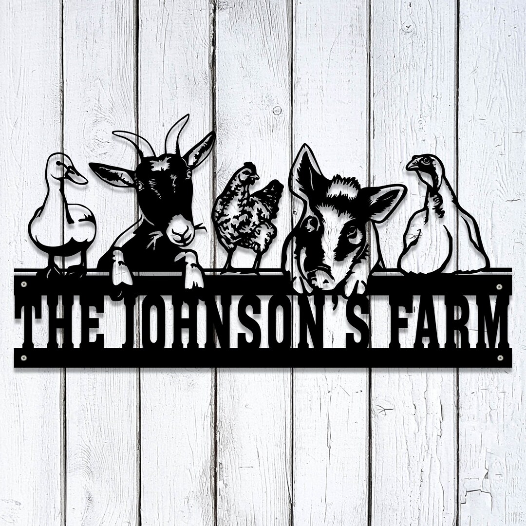 Personalized Farm Animals Sign, Custom Metal Farm Sign, Farmer Home ...