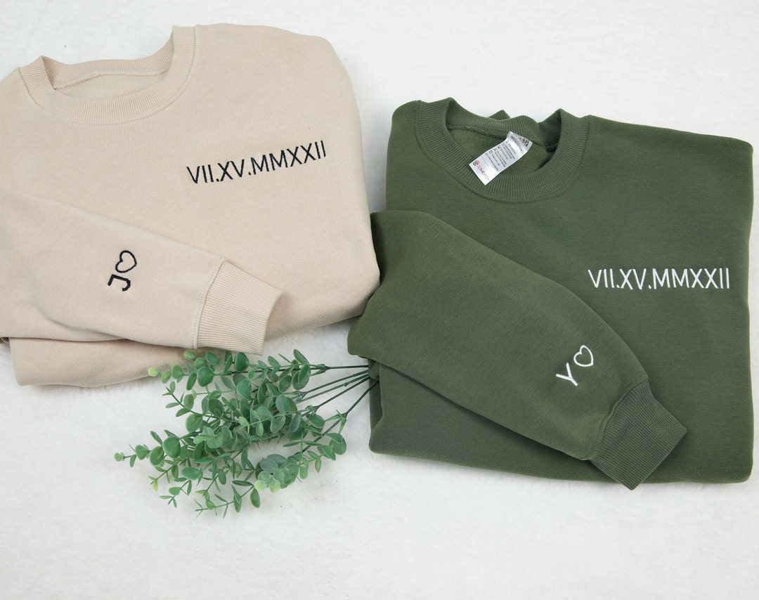 Custom Embroidered Couple Matching Sweatshirt, Anniversary Date Couples ...