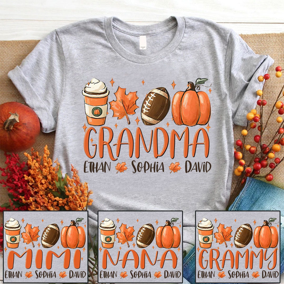 Personalized Fall Coffee Football Grandma Shirt, Fall Shirt for Nana ...