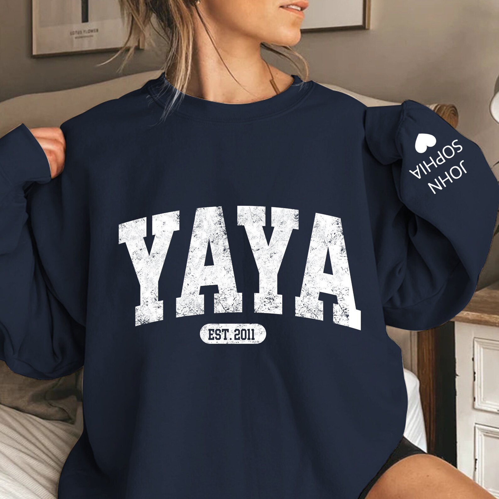 Personalized Yaya Est Varsity Sweatshirt, Custom Yaya Sweatshirt and ...