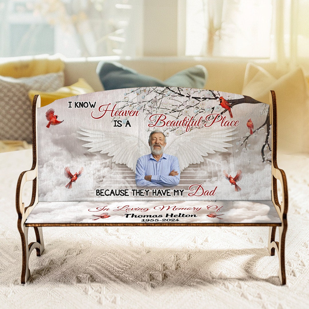 In Loving Memory Bench, Custom Photo Mom | Dad Memorial Bench, Loss of ...