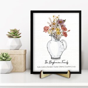 Custom Birth Flower Wooden Plaque With Stand,gifts for Mom, Grandma ...
