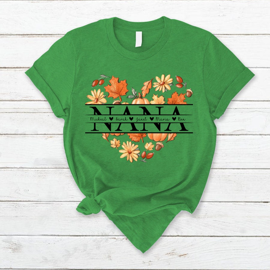 Custom Love Fall Nana Shirt, Custom Nickname Grandma Nana Mimi Shirt ...