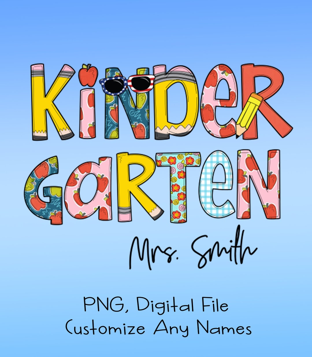 Custom Kindergarten Name Png Sublimation Design Download, Customize ...