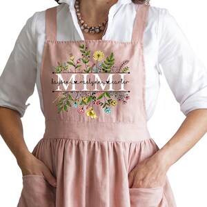 Custom Grandma Linen Apron for Women, Nana Wildflower Apron, Mom ...