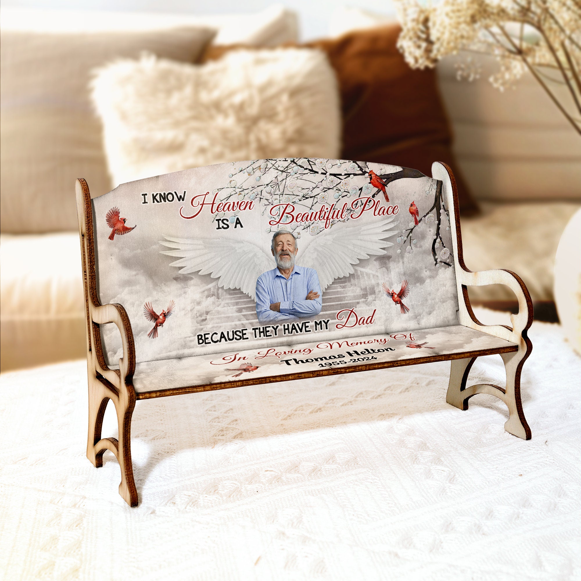 In Loving Memory Bench, Custom Photo Mom | Dad Memorial Bench, Loss of ...