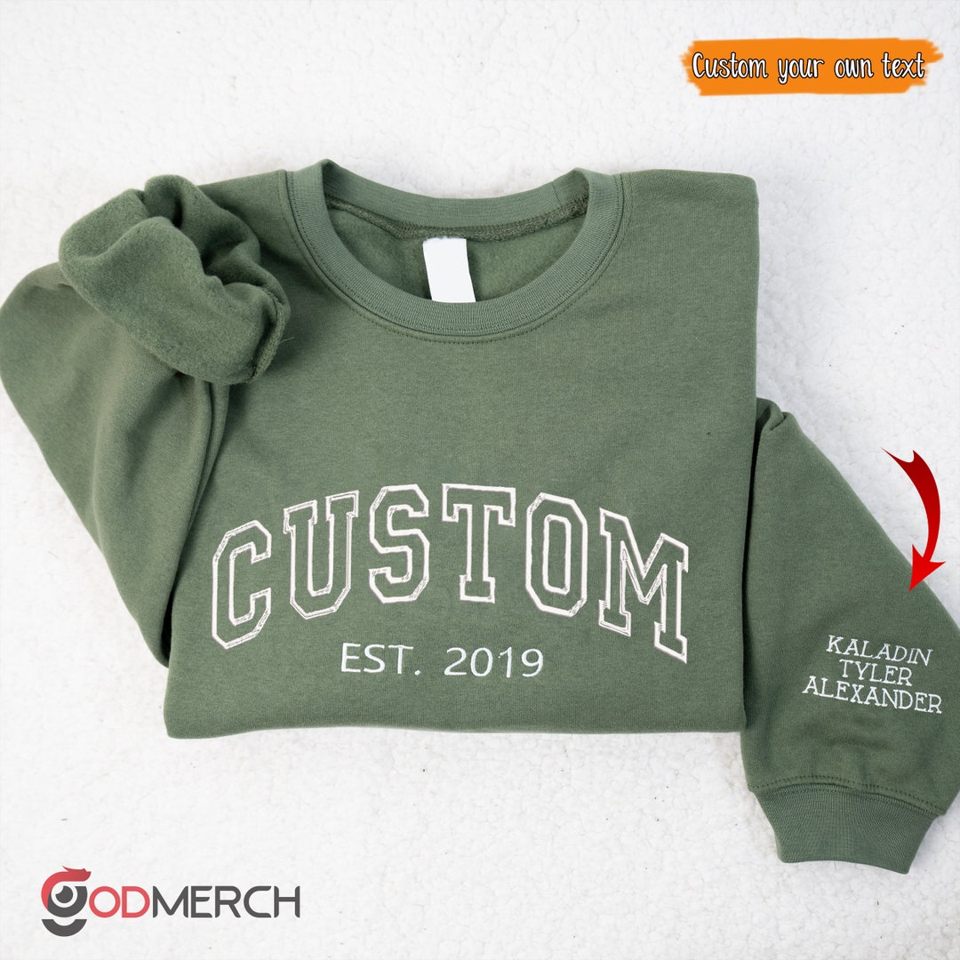 Custom Embroidered Varsity Crewneck - Embroidery Crewneck- Custom ...