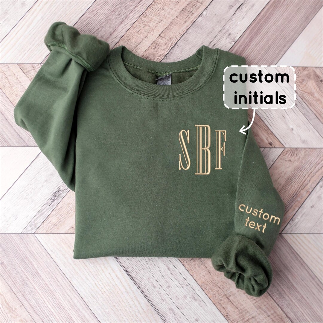 Custom Embroidered Classic Monogram Sweatshirt, Embroidered Sweatshirt ...