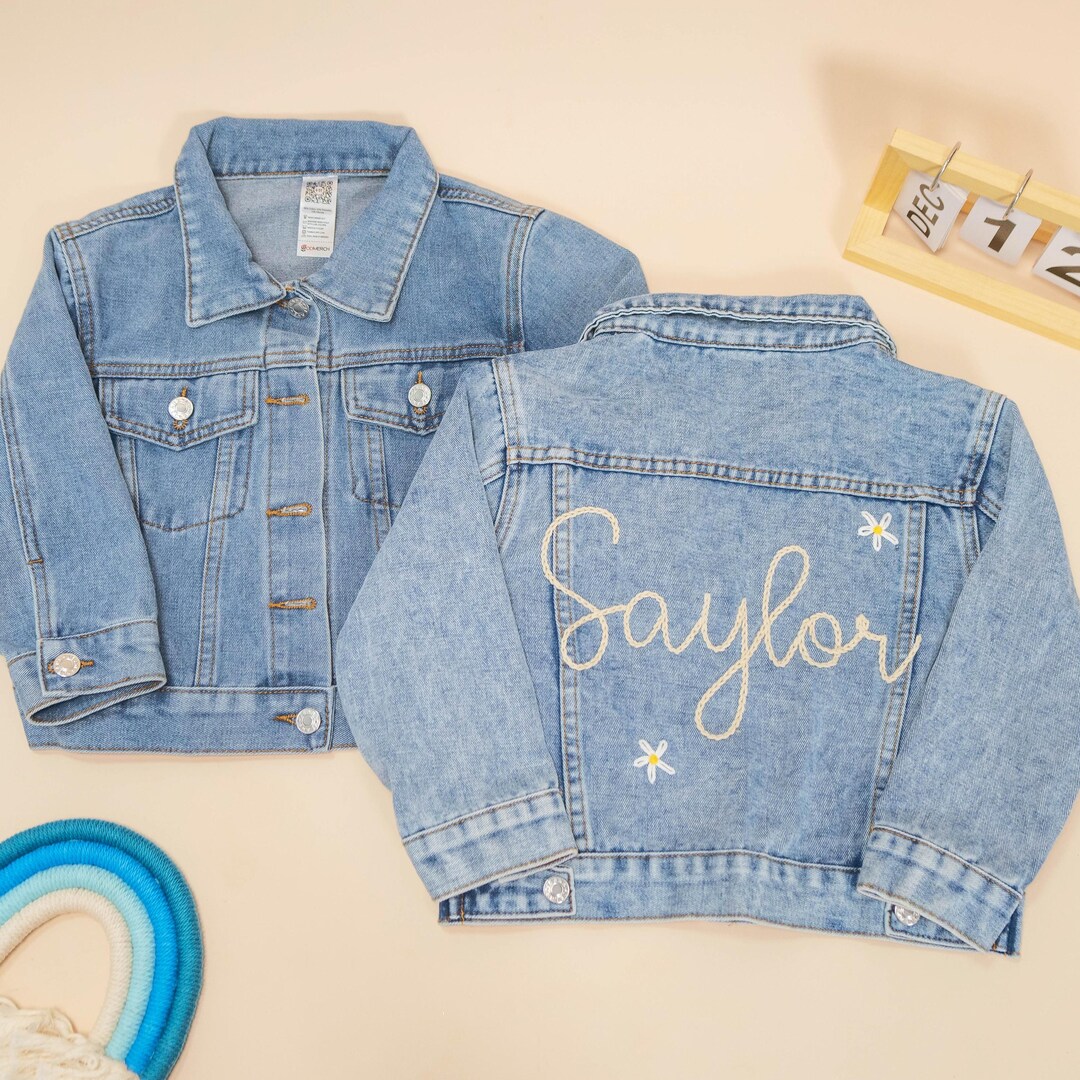 Custom Toddler Denim Jacket Hand Embroidered Baby Jacket Personalized ...