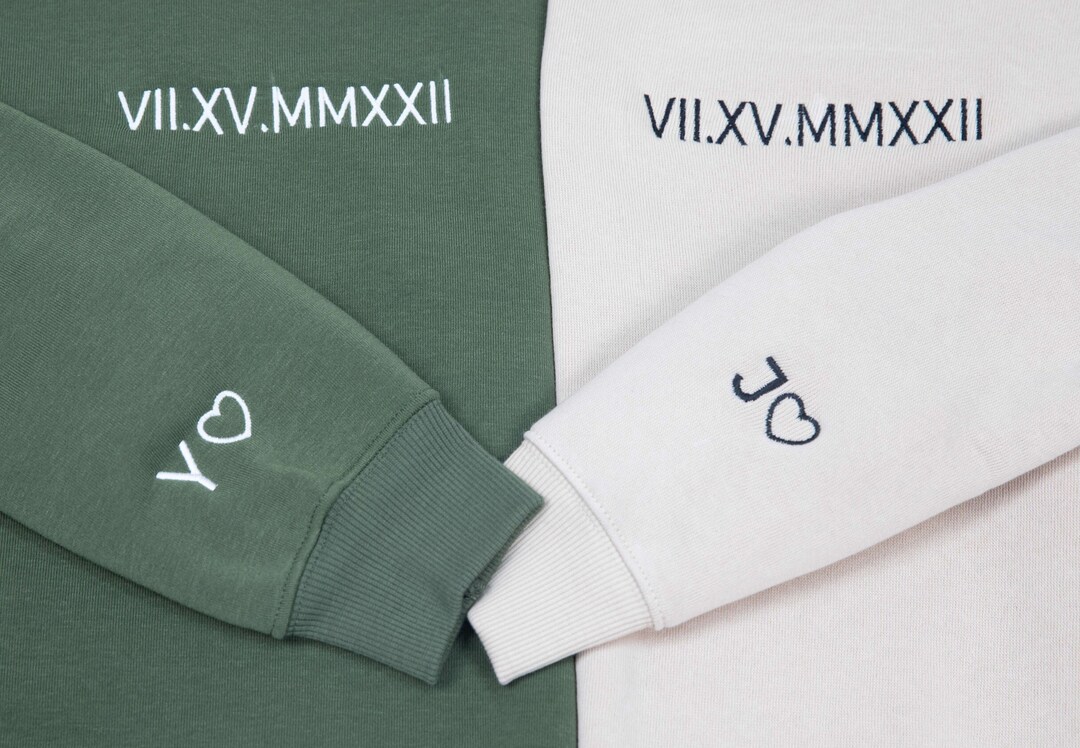 Custom Embroidered Couple Matching Sweatshirt, Anniversary Date Couples ...