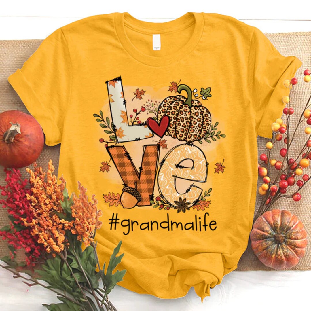 Custom Love Fall Grandma Shirt, Custom Nickname Grandma Nana Mom Grammy ...