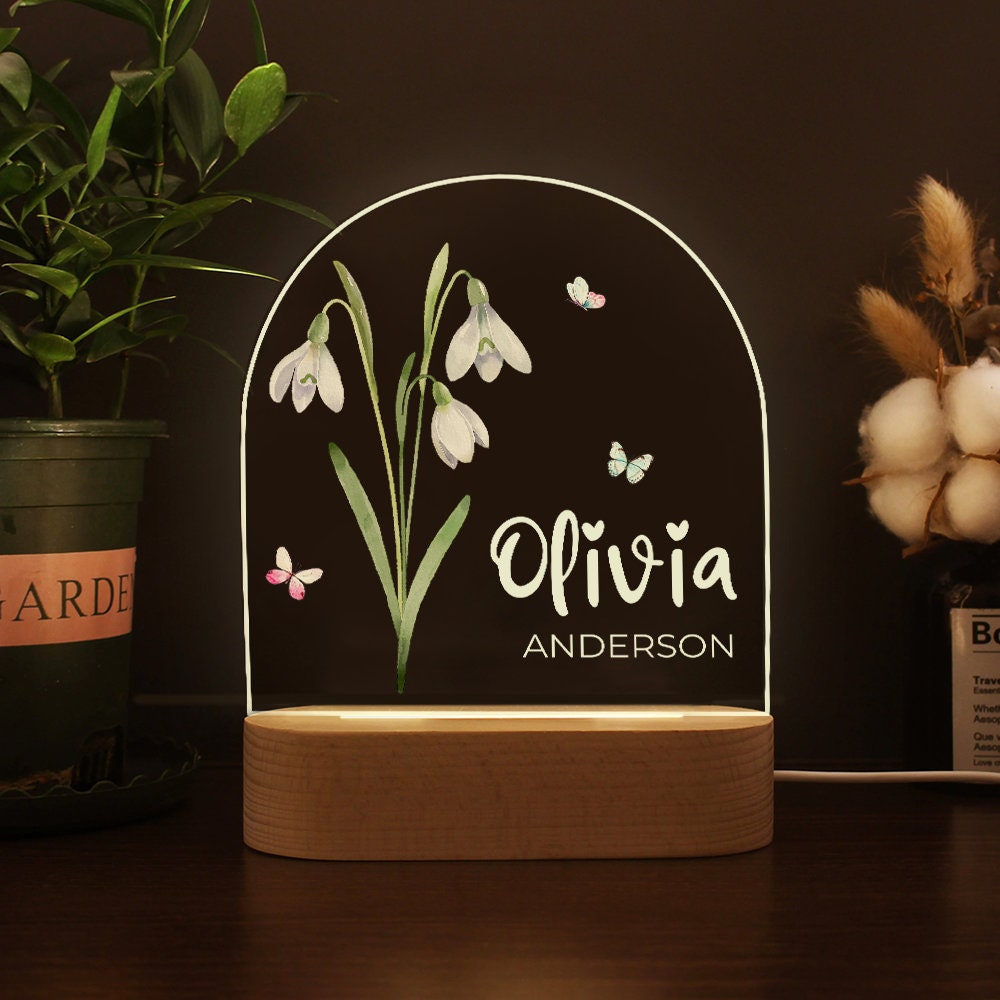 Custom Birth Month Flower 3D Led Light, Nursery Night Light, Gift for ...
