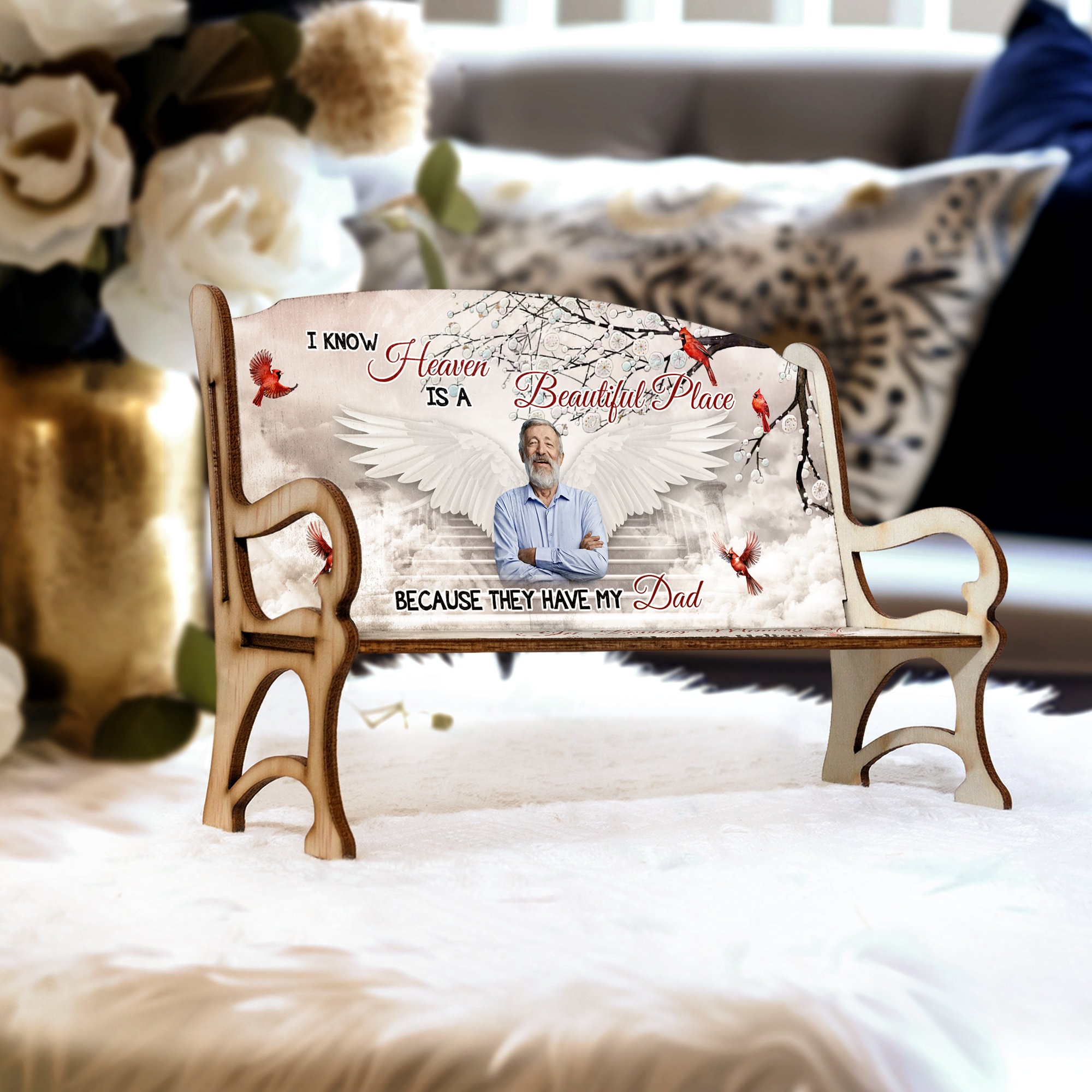 In Loving Memory Bench, Custom Photo Mom | Dad Memorial Bench, Loss of ...