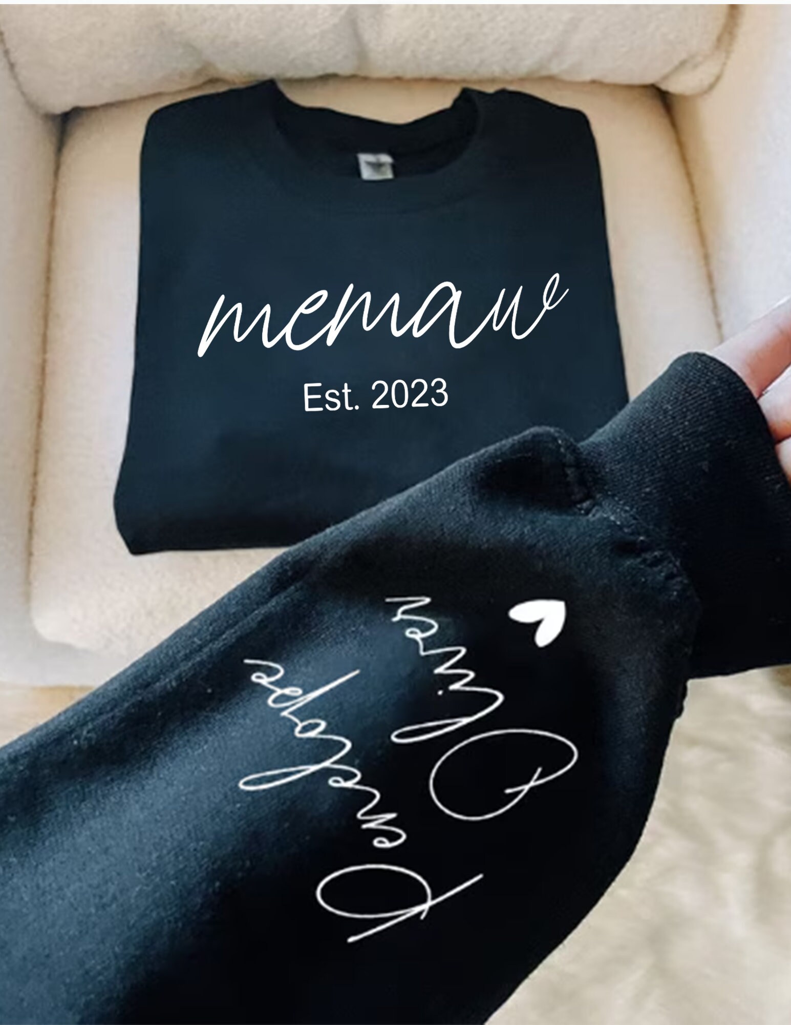 Custom Memaw Sweatshirt With Date and Kidnames on Sleeve, Memaw ...
