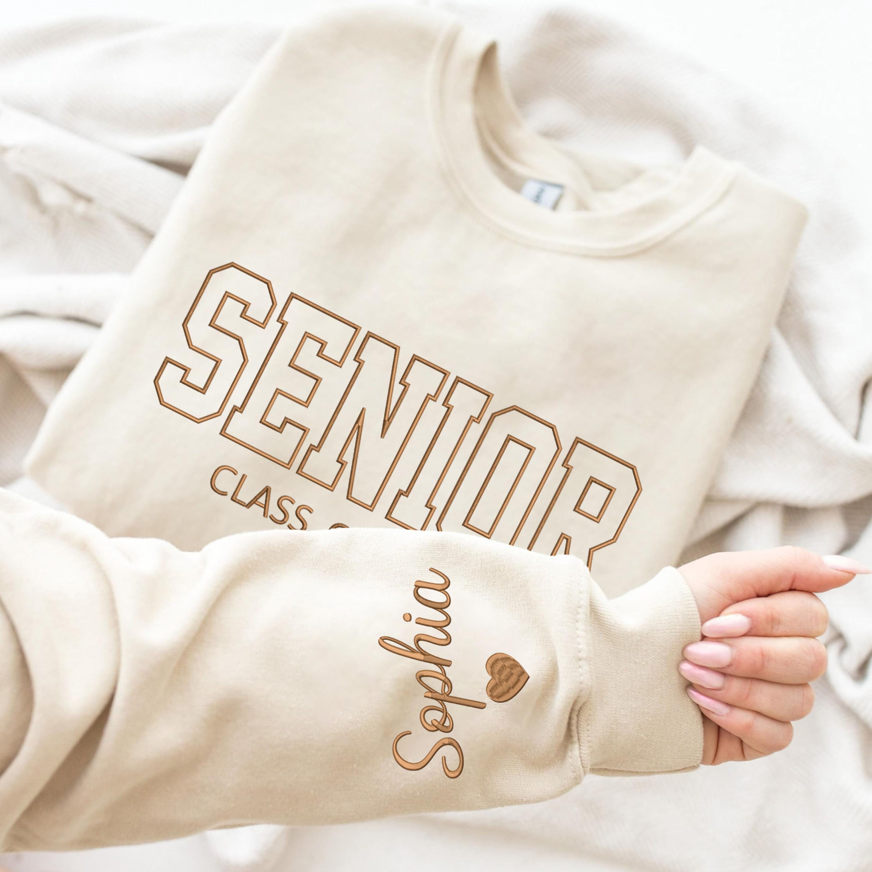 Custom Embroidered Senior Sweatshirt, Customized Grad Gift, Crewneck ...