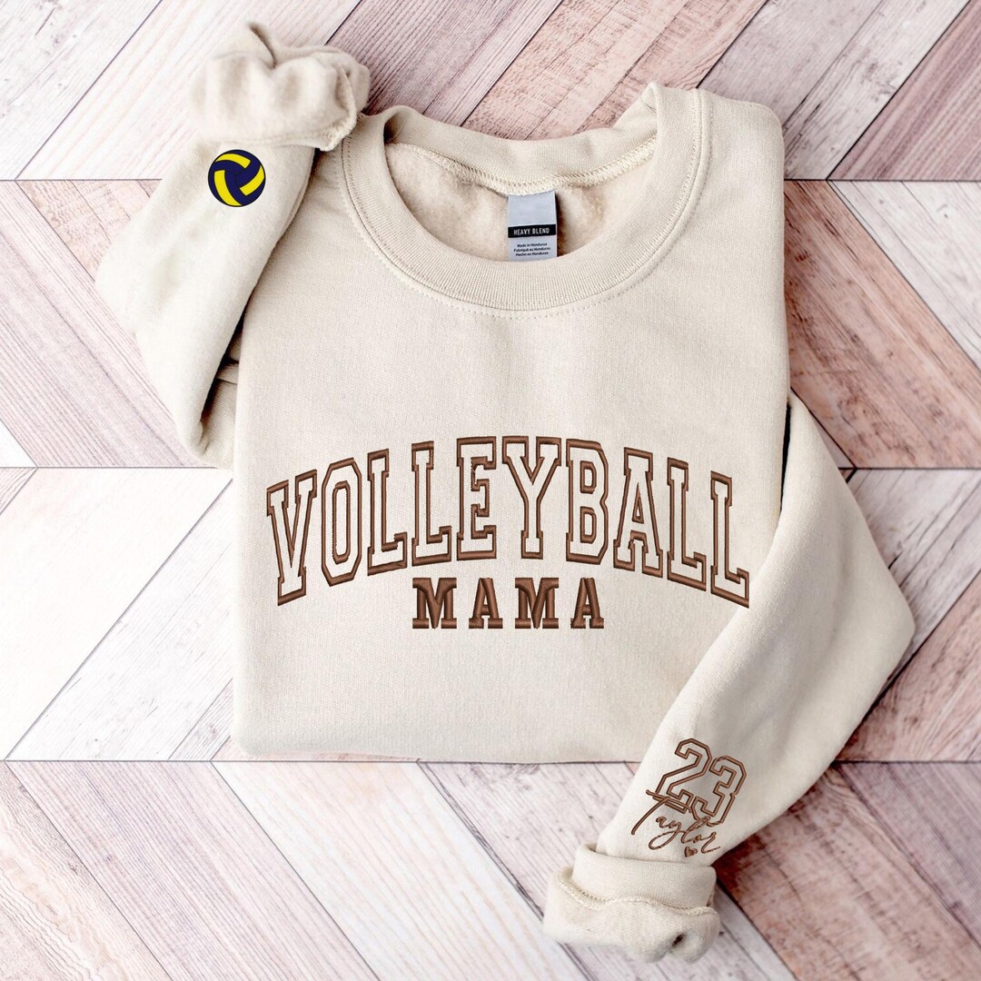 Custom Embroidered Volleyball Mama Sweatshirt, Personalized Volleyball ...