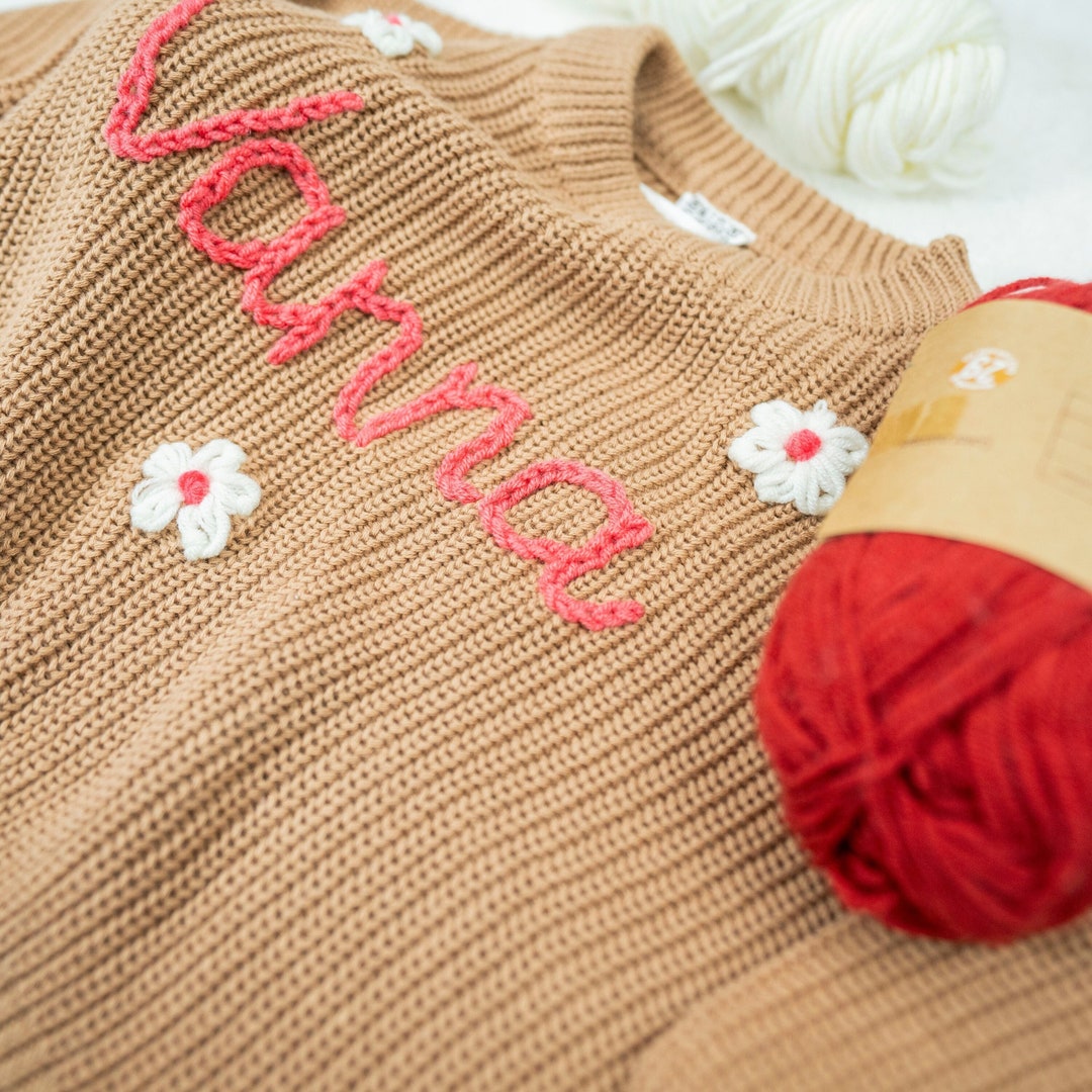 Custom Name Baby Sweater,personalized Hand Embroidered Baby Sweater ...