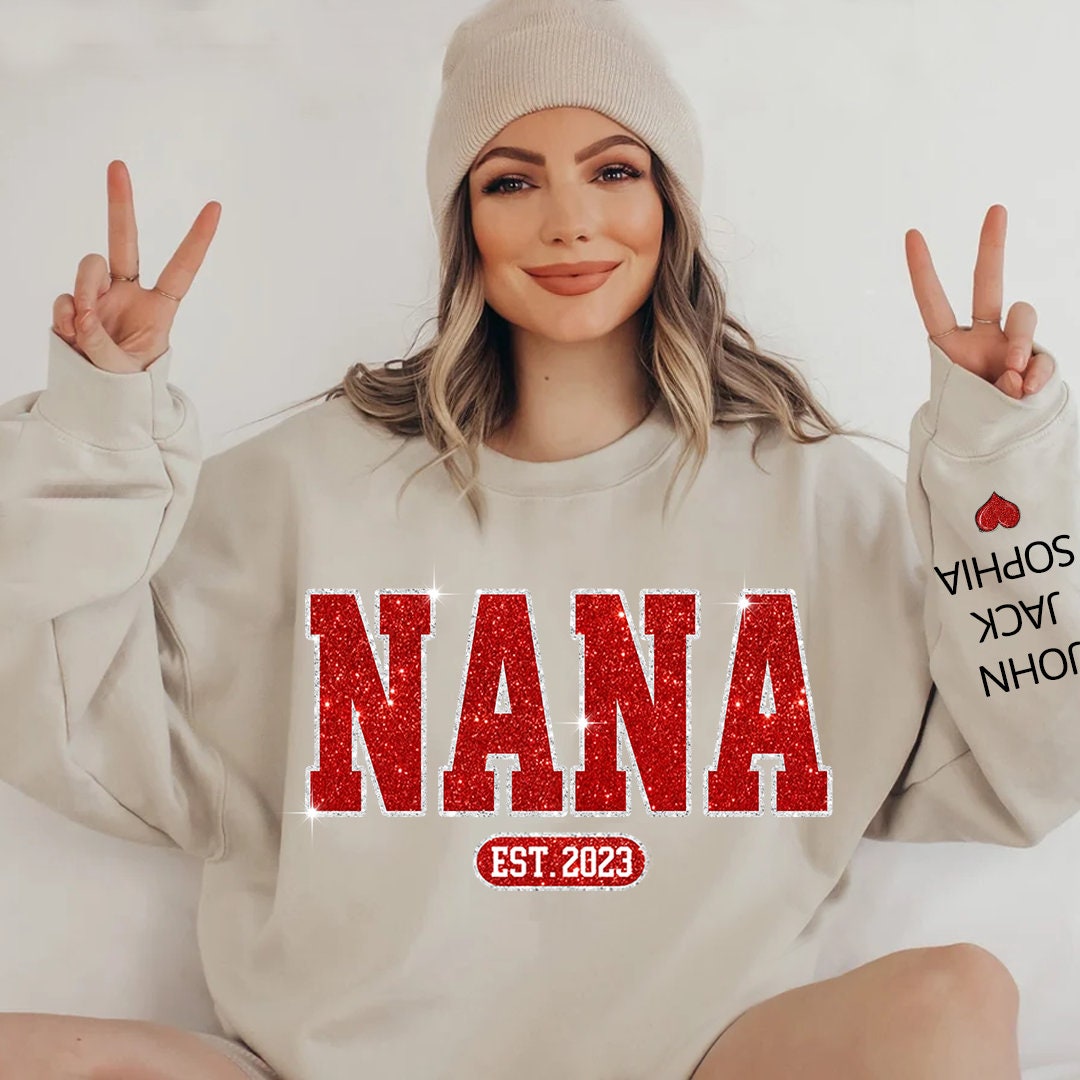 Personalized Nana Sweatshirt With Kid Names on Sleeve, Godmerch Nana ...