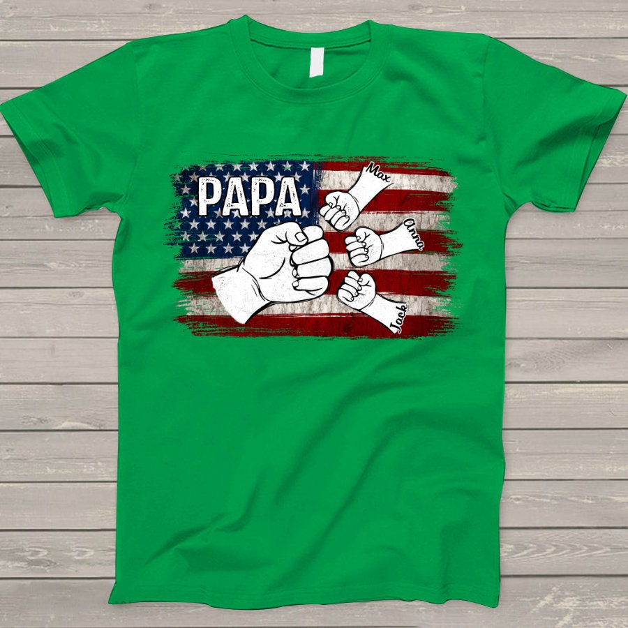 Personalized Papa Shirt American Flag Grandkids Hands - Etsy