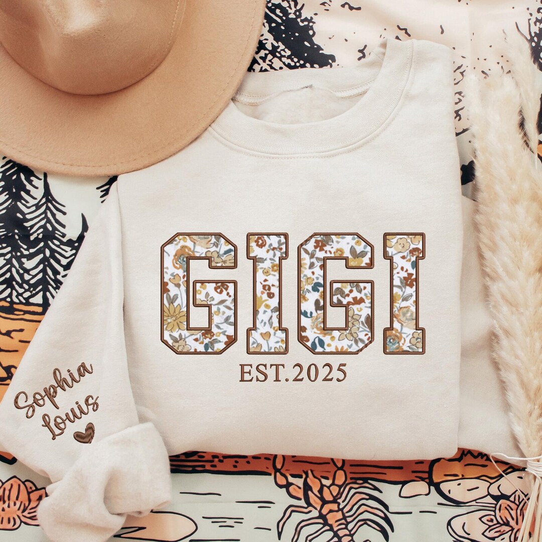 Custom Gigi Applique Sweatshirt, Personalized Gigi Embroidered ...