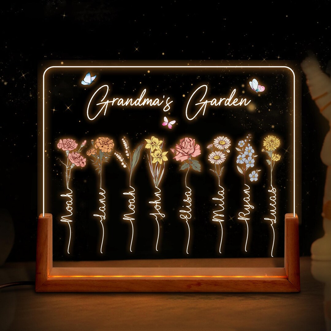 Custom Grandma's Garden LED Night Light,custom Birth Month Flower ...