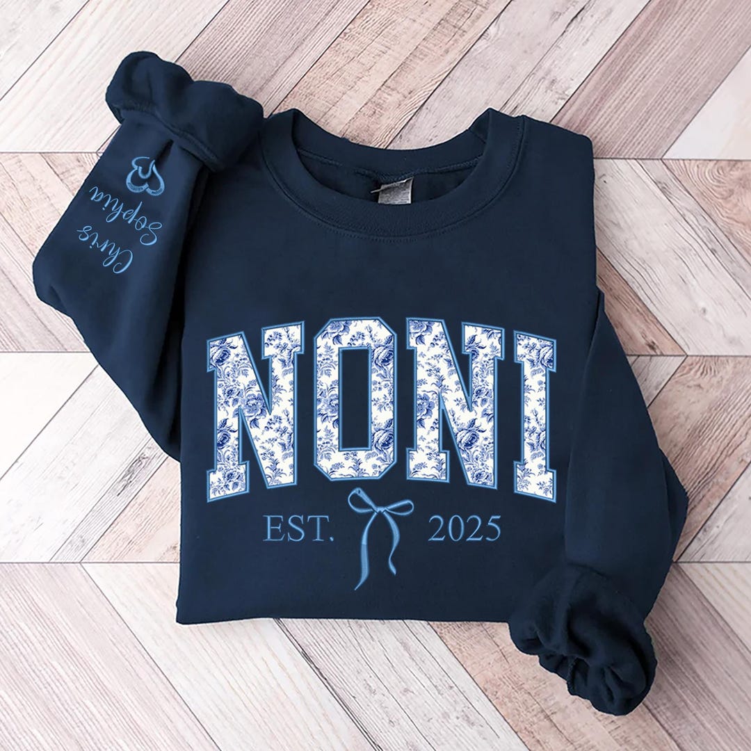 Personalized Embroidered Noni Sweatshirt, Custom Floral Applique ...
