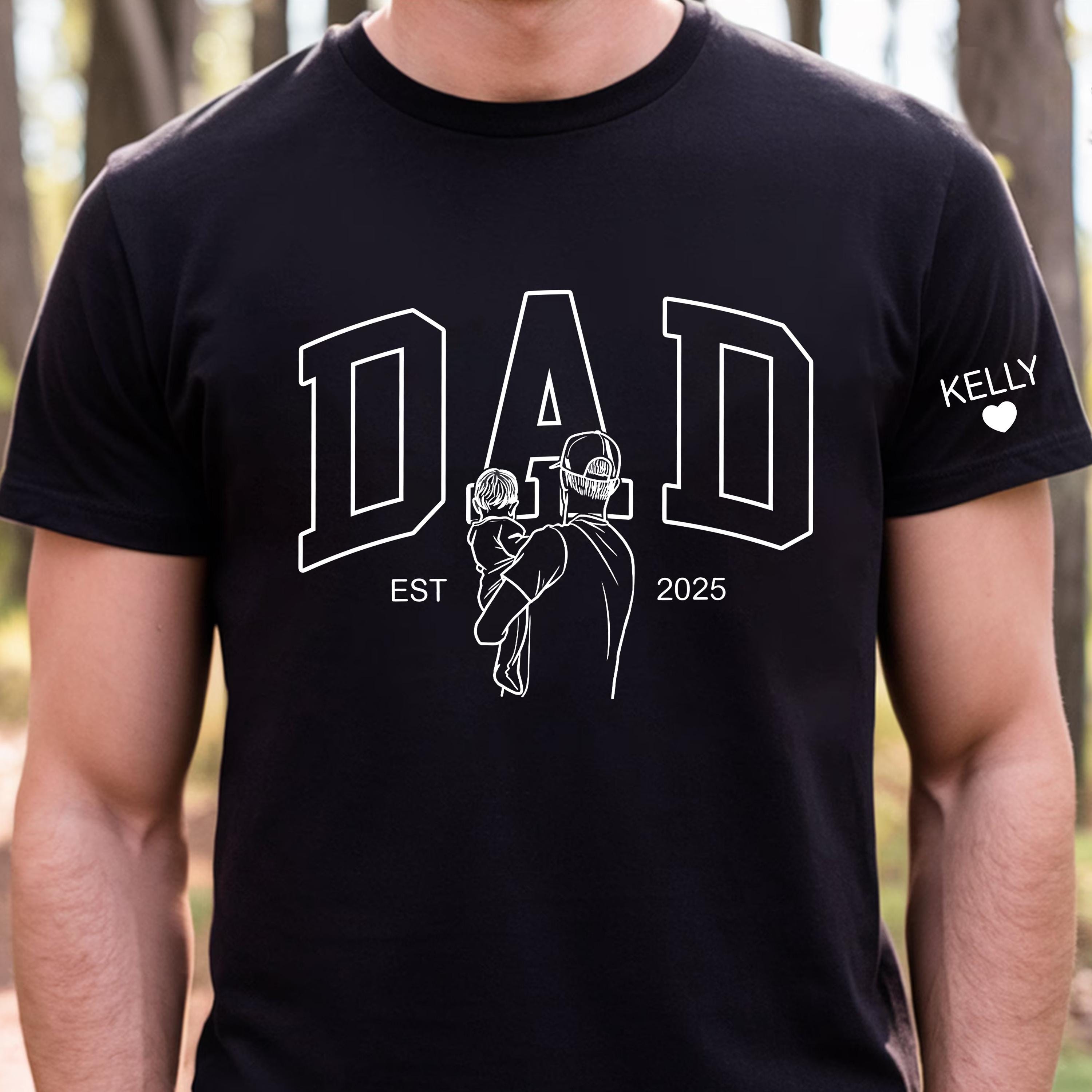 Custom Dad Shirt Portrait From Photo, Personalized Dad Photo Outline ...