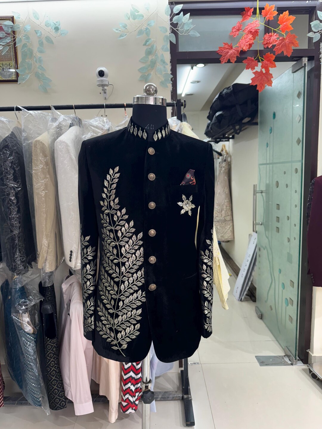 Black Hand Embroidered Jodhpuri Suit for Men, Handmade Mens Suit ...