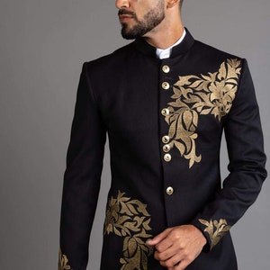 Black Hand Embroidered Embroidered Jodhpuri Suit jodhpuri - Etsy