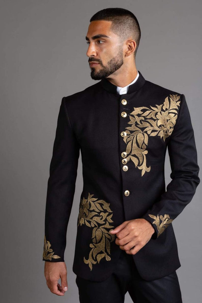 Black Hand Embroidered Embroidered Jodhpuri Suit jodhpuri - Etsy