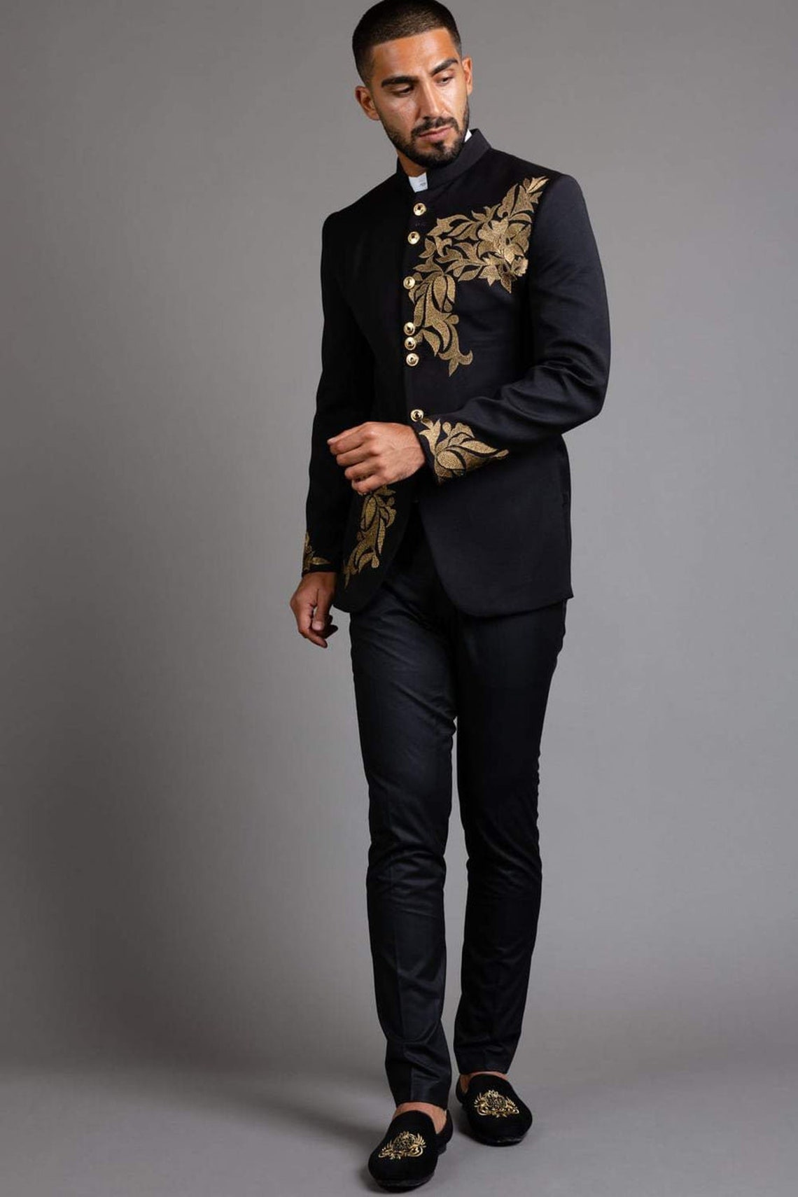 Black Hand Embroidered Embroidered Jodhpuri Suit jodhpuri - Etsy