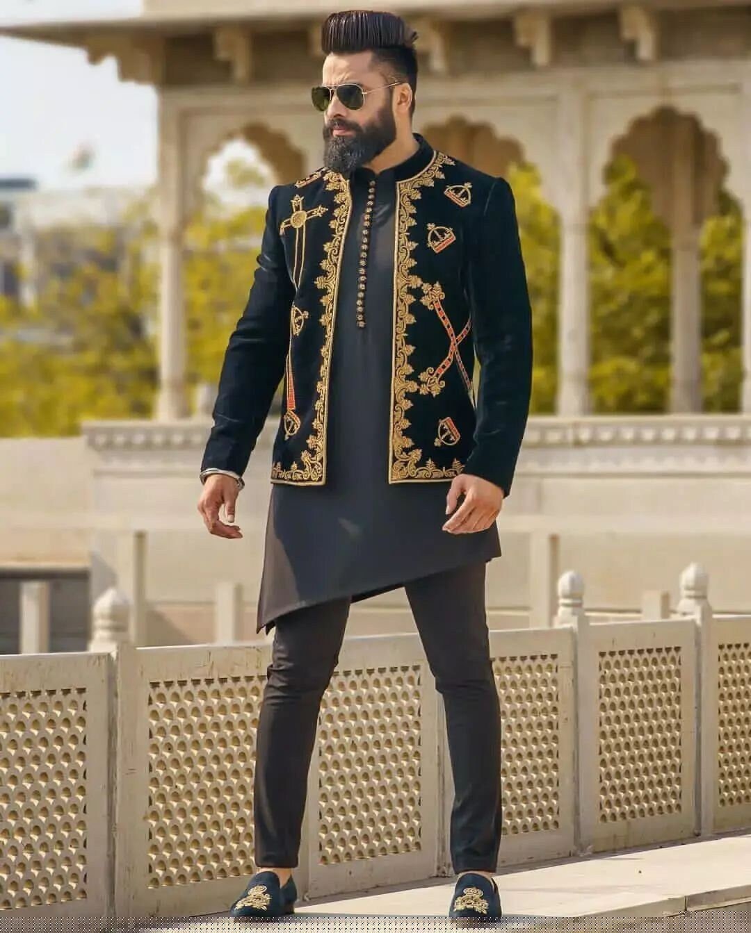 Black Designer Hand Embroidered Jodhpuri Suit, Traditional Groom Black ...