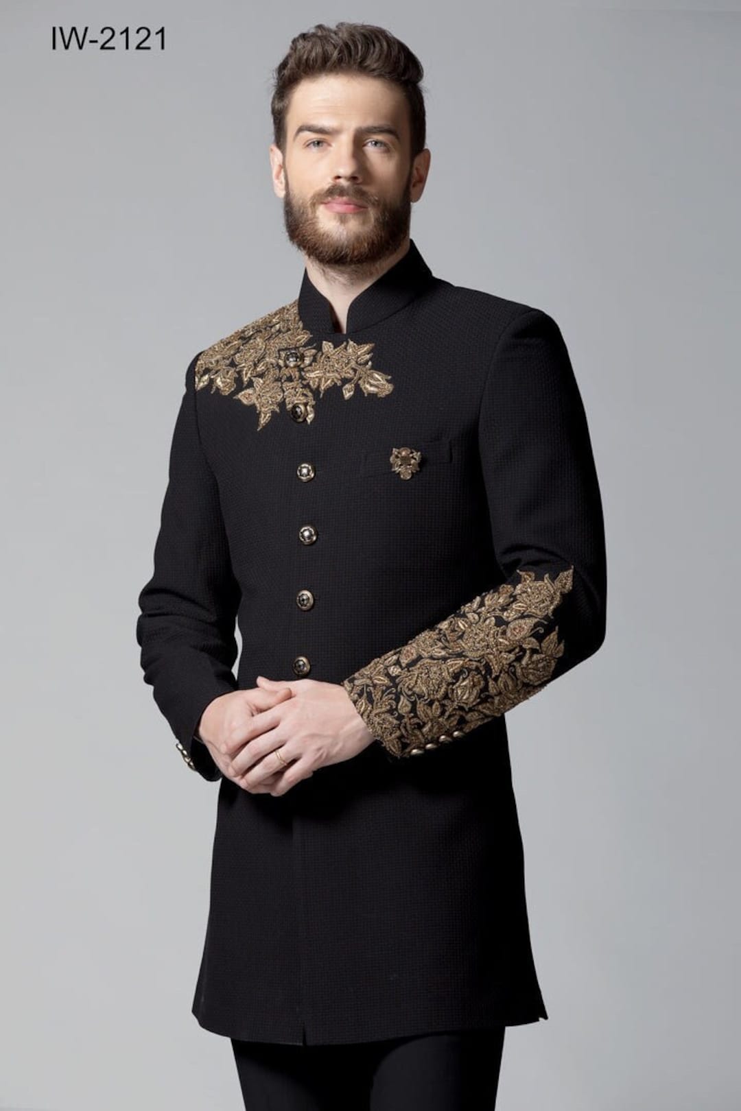 Black Hand Embroidered Jodhpuri Suit ,jodhpuri Sherwani Men, Wedding ...