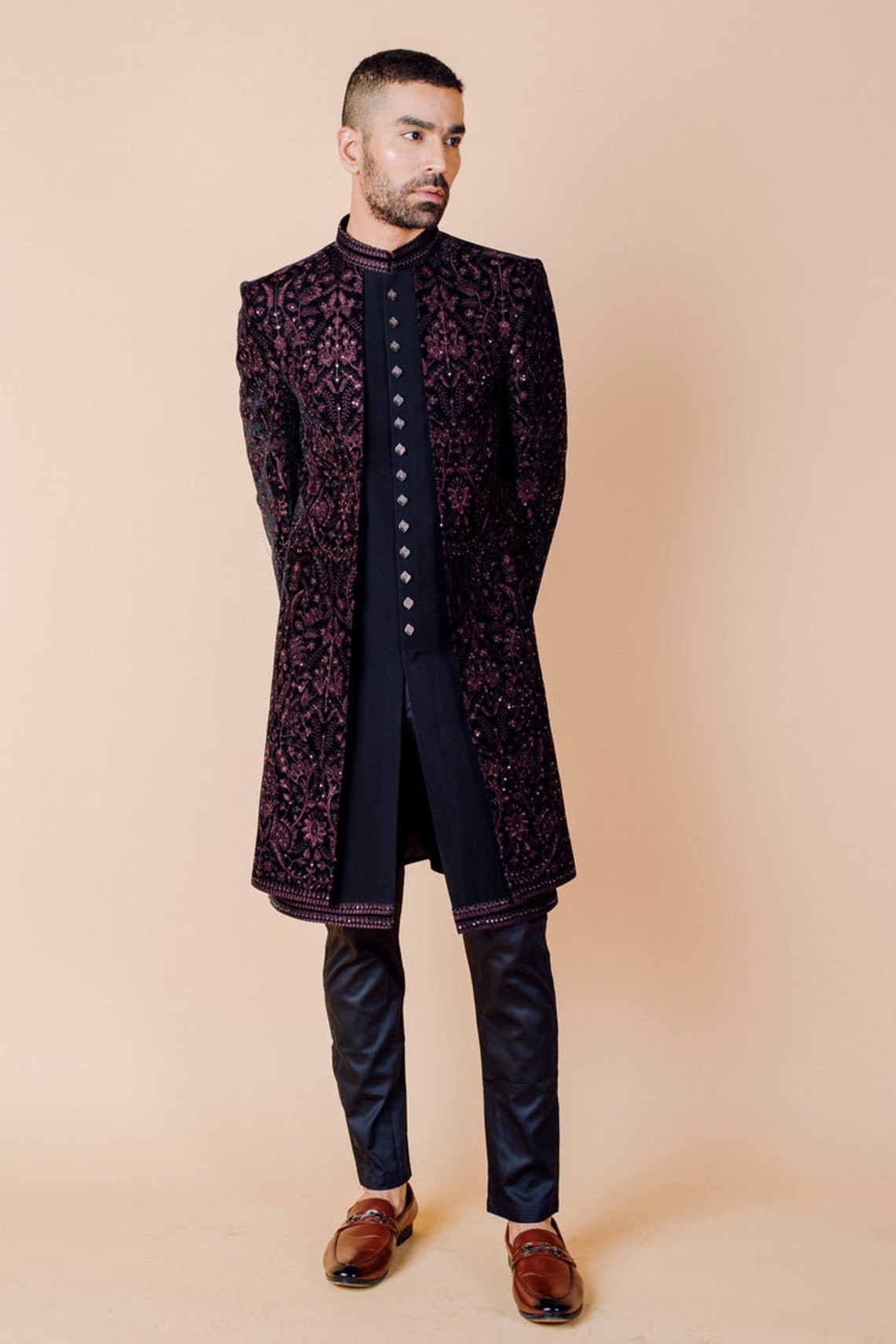 Wine Jodhpuri Sherwani for Men Wedding Jodhpuri Indian Jacket - Etsy