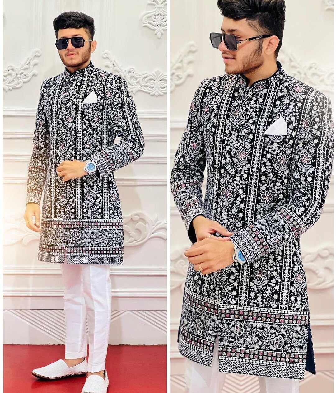 Black Embroidered Jodhpuri Sherwani for Men, Wedding Jodhpuri Indian ...