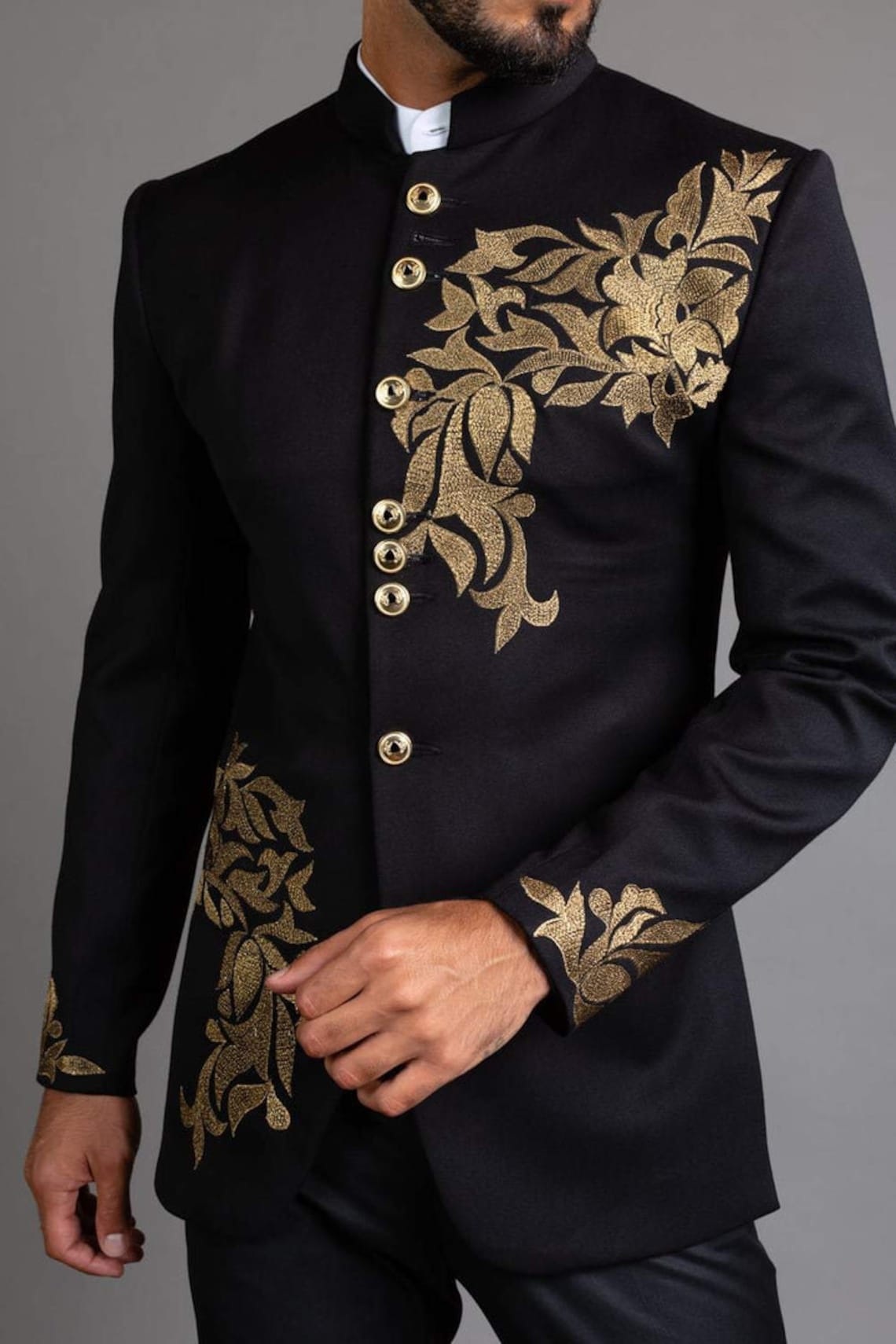 Black Hand Embroidered Embroidered Jodhpuri Suit jodhpuri - Etsy