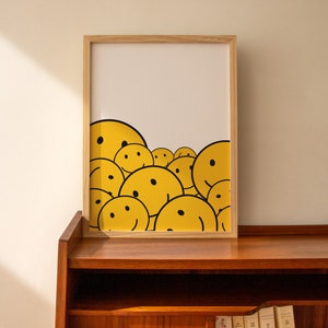 Smiley Face Poster, Set of 2, Wall Art Print Trendy, Smiley Face Print ...