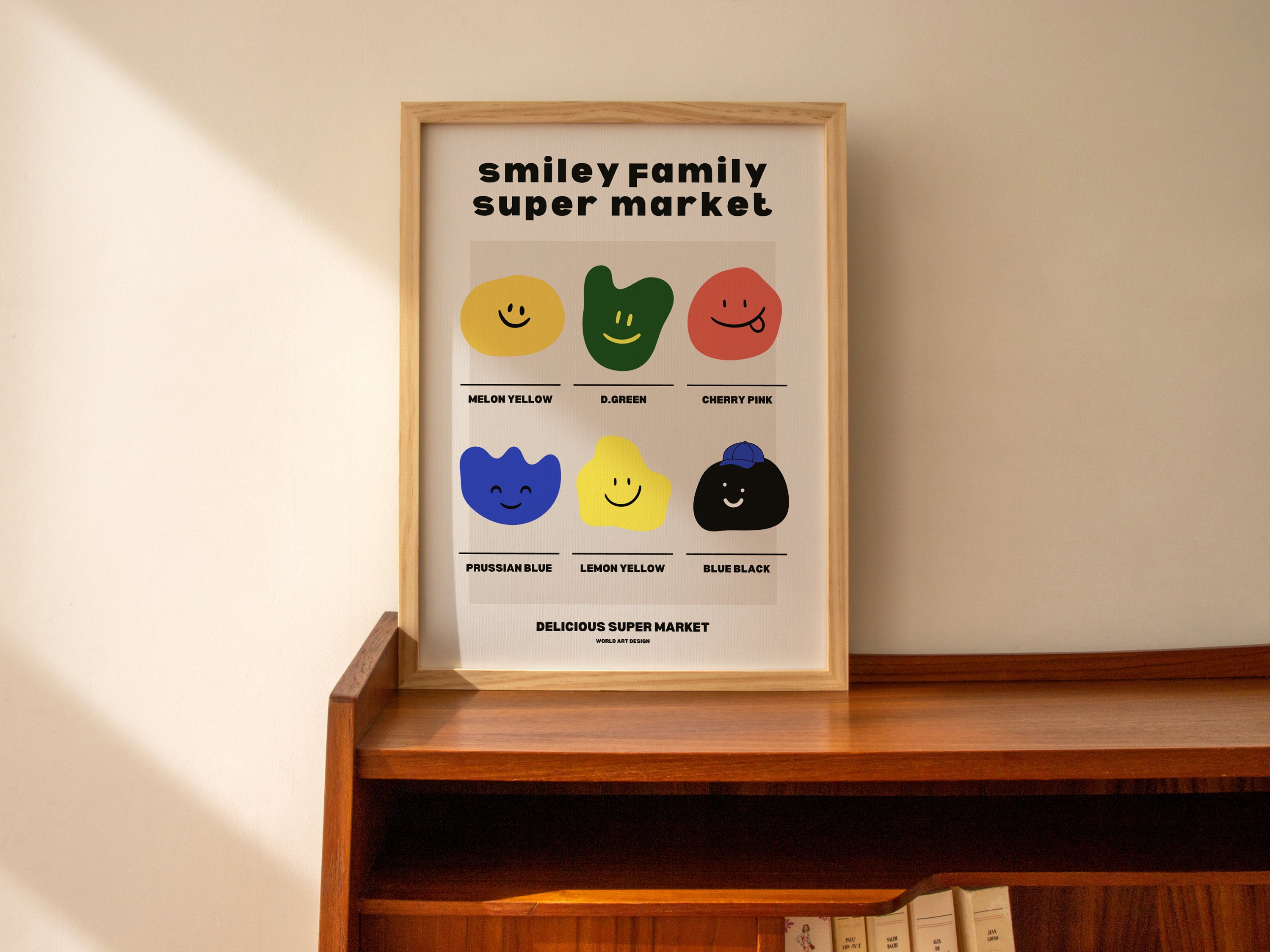 Colorful Smiley Face Print, Retro Printable, Trendy Wall Art, Girls ...