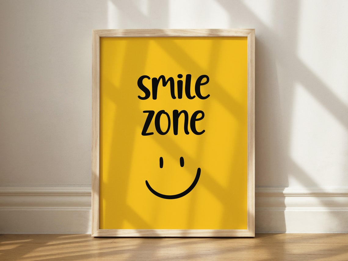 Smiley Face Poster, Set of 2, Wall Art Print Trendy, Smiley Face Print ...