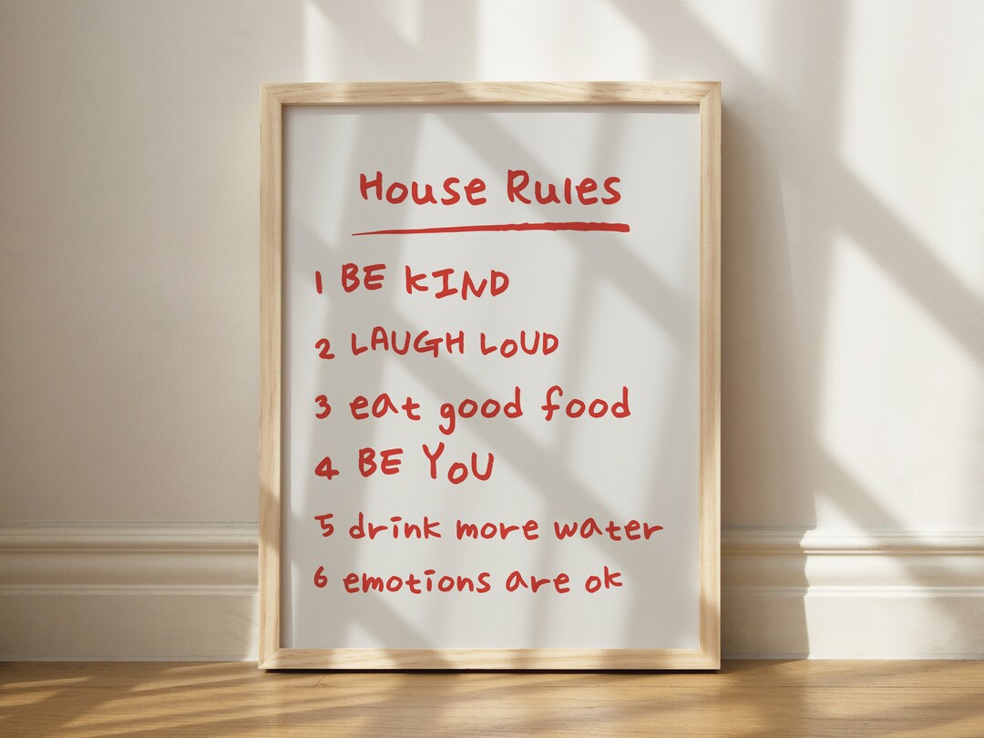 House Rules Art Print, Aesthetic Wall Art, Rules Wall Art, Rules ...