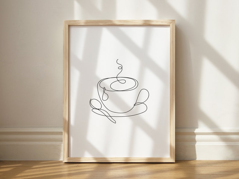 Coffee Prints, Coffee Line Art, Coffee Line Drawing, Kitchen Wall Art ...