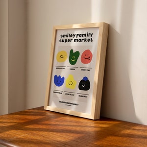 Colorful Smiley Face Print, Retro Printable, Trendy Wall Art, Girls ...